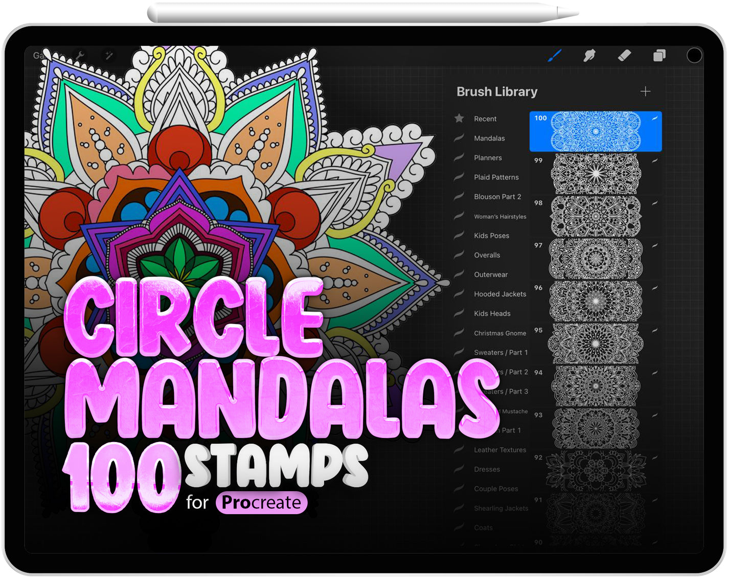 100 Procreate Circle Mandalas Stamp Brushes – ProCreativeBreeze