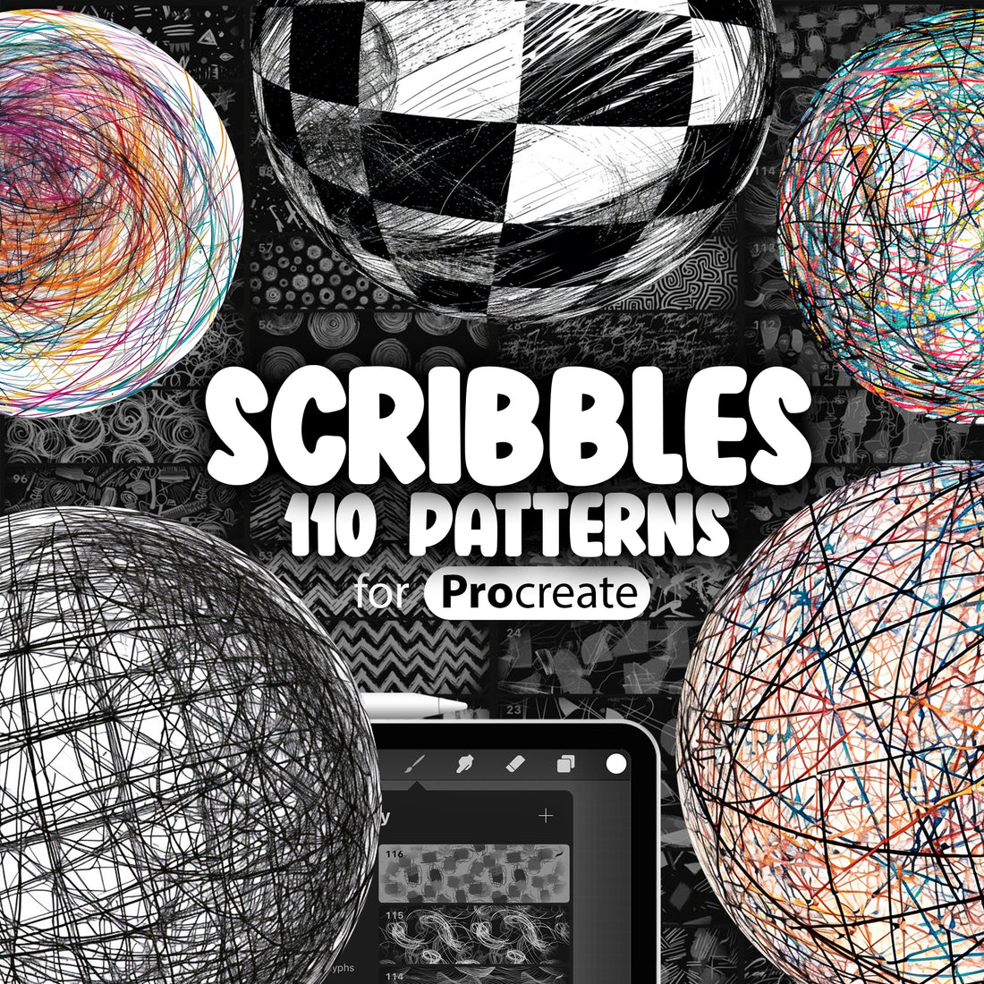 110 Procreate Scribbles Patterns Brushes, Procreate Doodles Pattern Br – ProCreativeBreeze