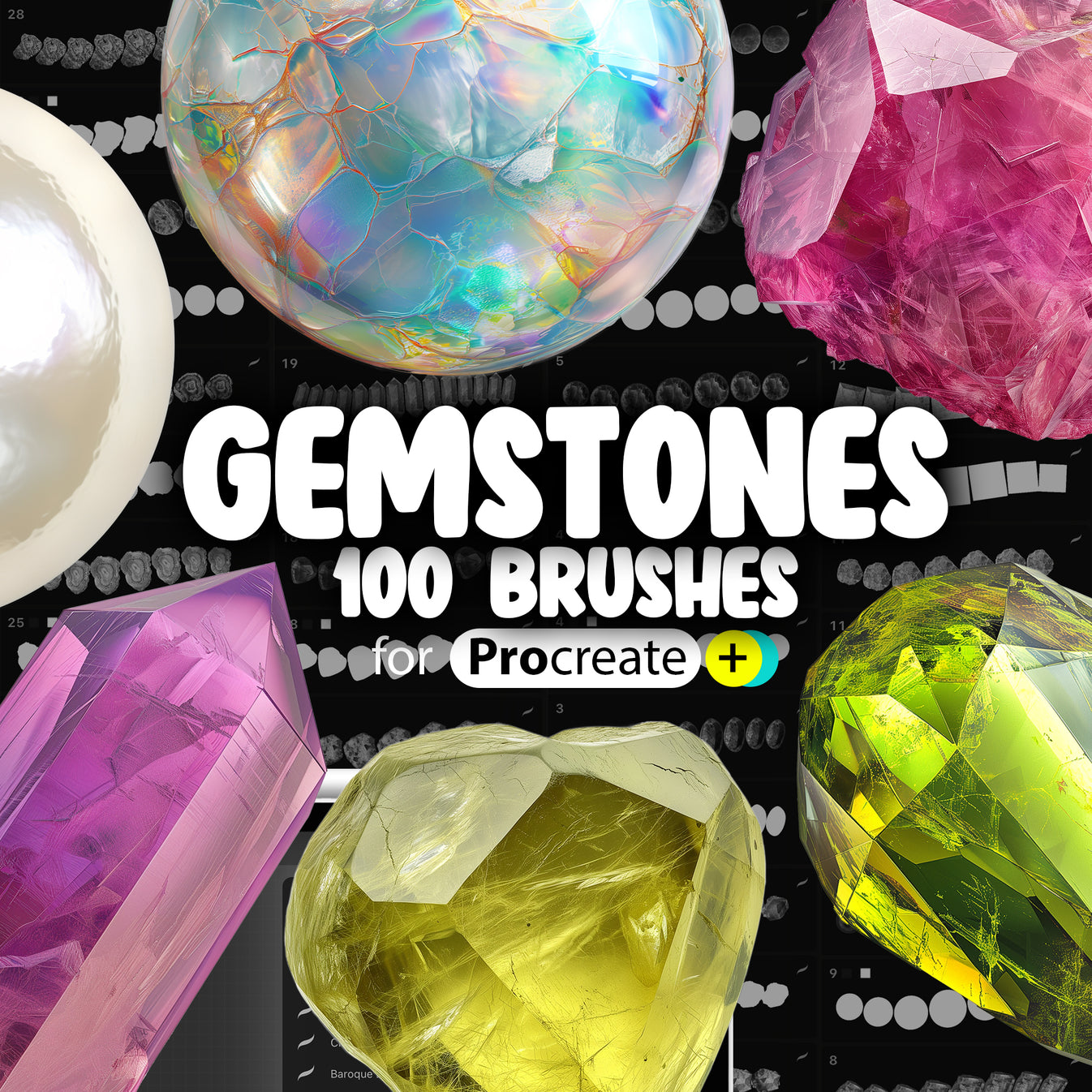 100 Procreate Gemstones Brushes, Procreate Diamonds Brushes, Procreate ...