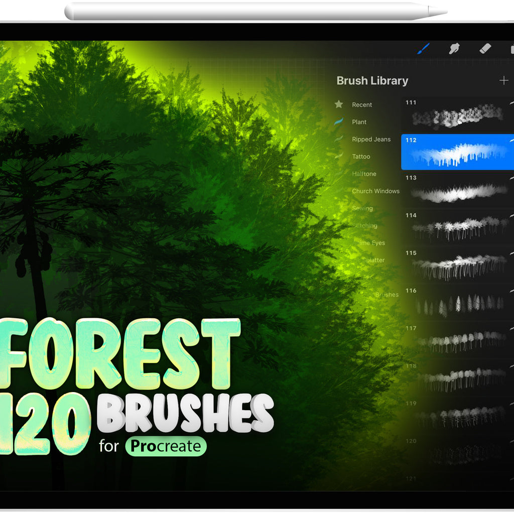 120 Procreate Forest Brushes, Procreate Tree Brushes, Procreate Palm T ...