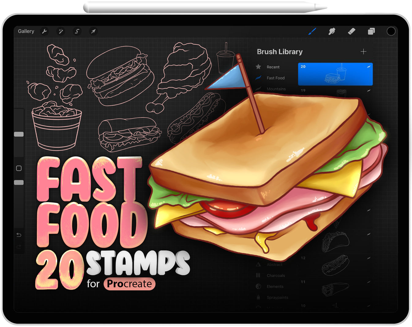 20 Procreate Fast Food Stamp Brushes – ProCreativeBreeze