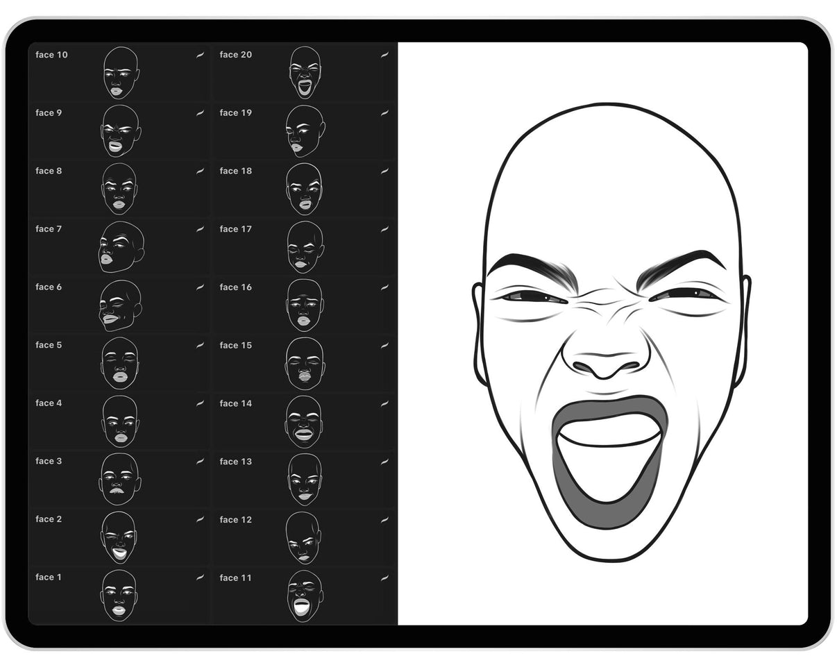 20 Procreate Afro Woman Face Emotions Stamp Brushes, Procreate Afro Fa ...