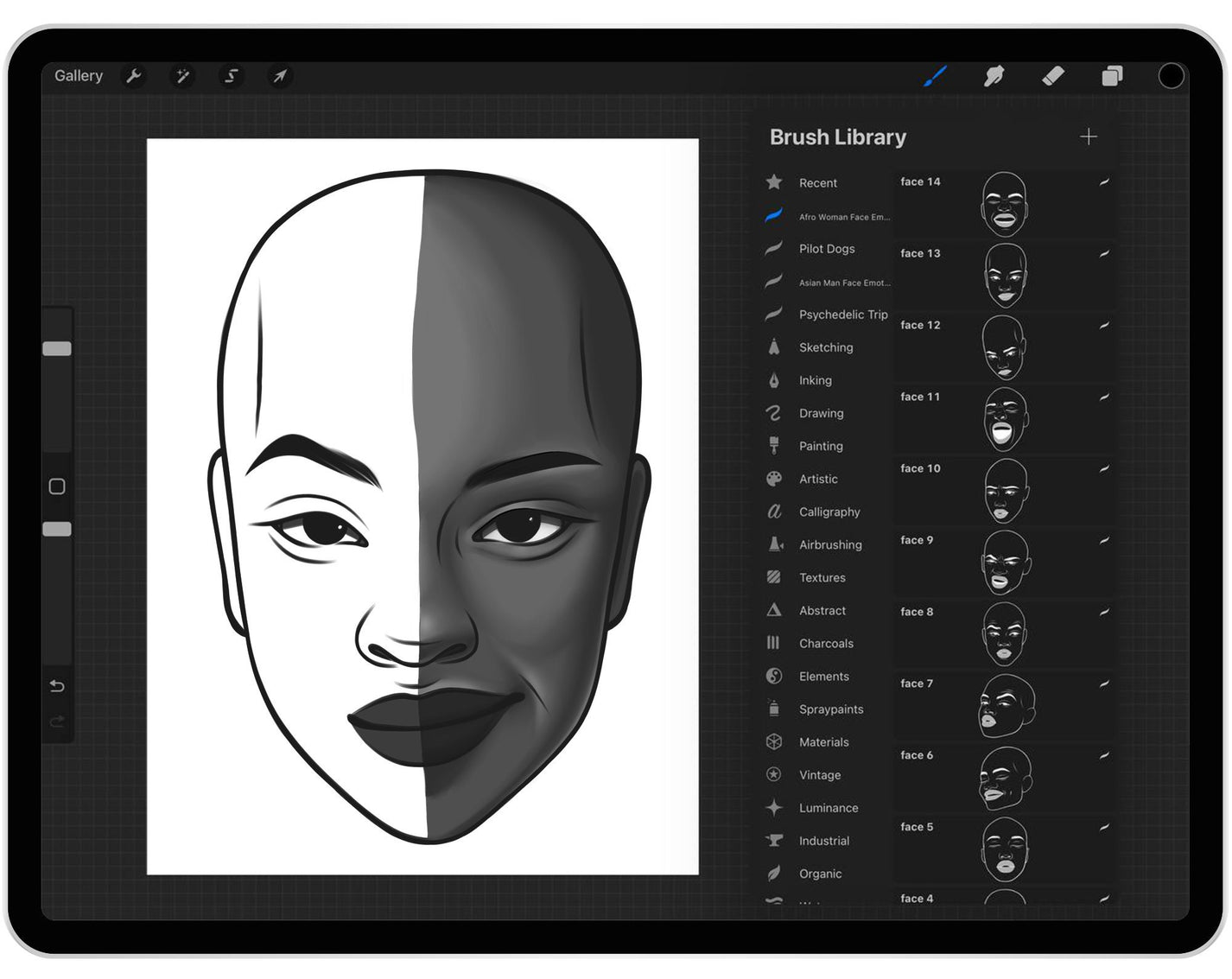 20 Procreate Afro Woman Face Emotions Stamp Brushes, Procreate Afro Fa ...