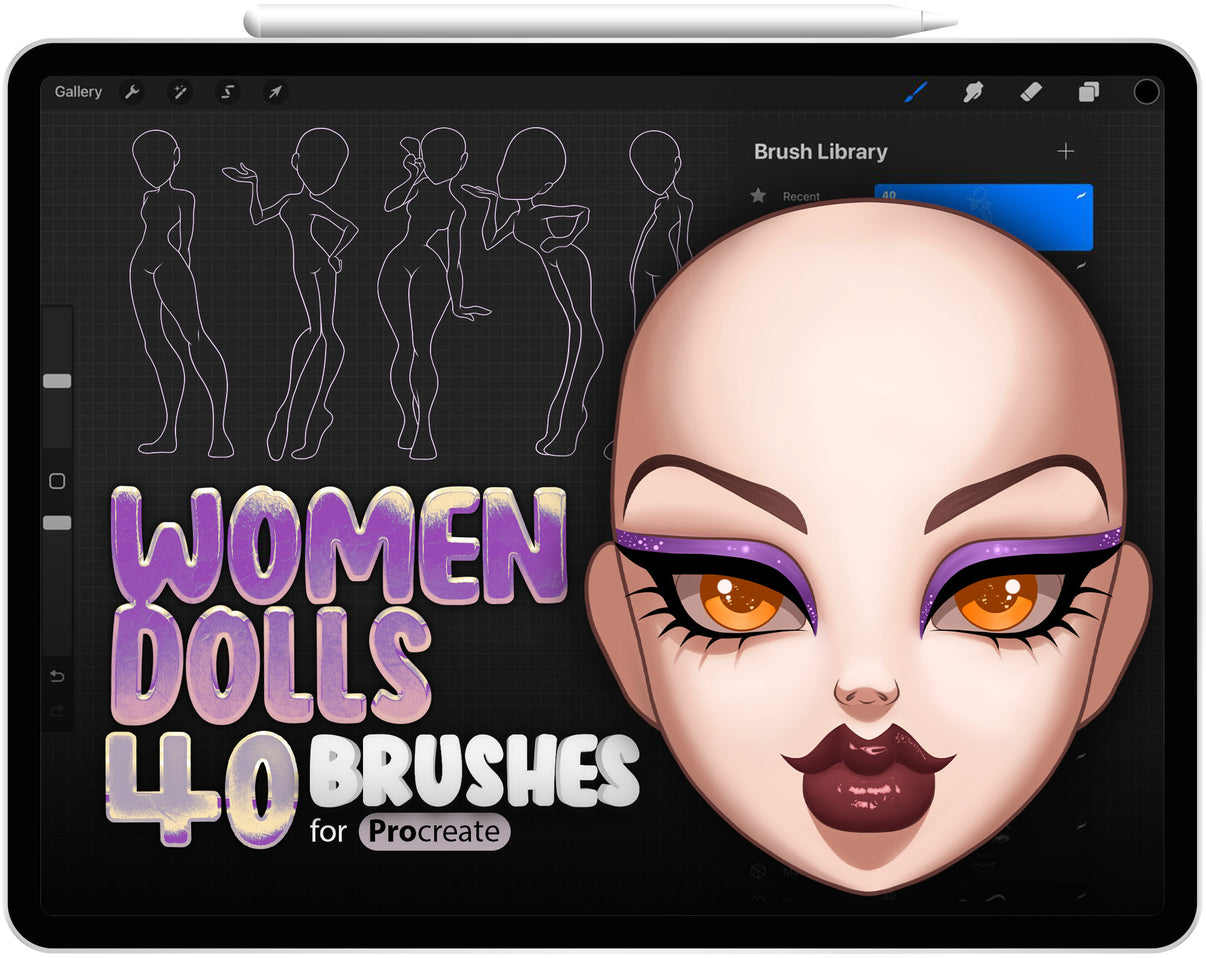 40 Women Dolls Brushes for Procreate – ProCreativeBreeze