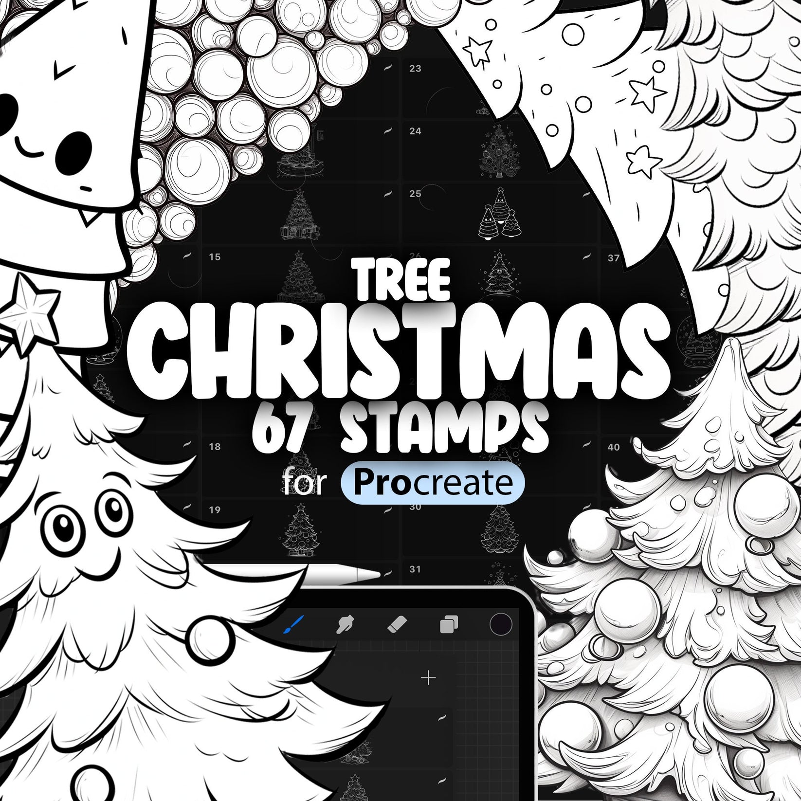 67 Procreate Christmas Tree Stamps Brushes – ProCreativeBreeze