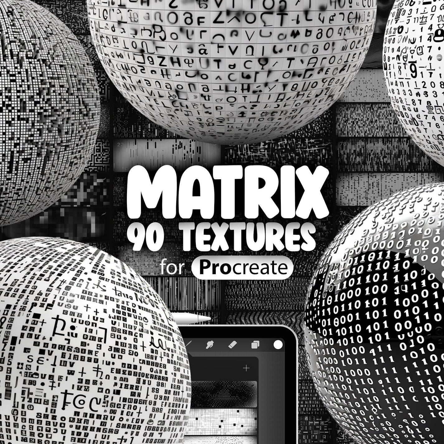90 Procreate Matrix Textures, Procreate Binary Texture Brushes, Procre – ProCreativeBreeze