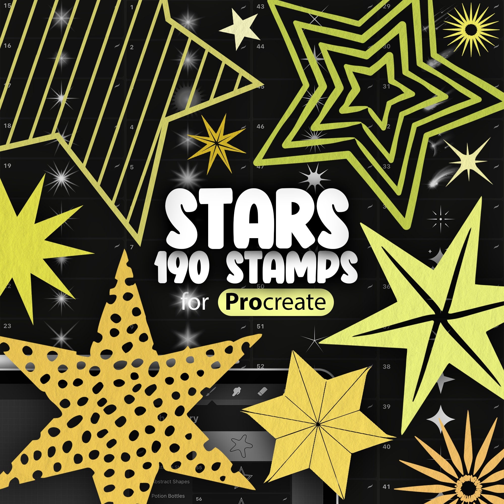 190 Procreate Stars Stamp Brushes – ProCreativeBreeze